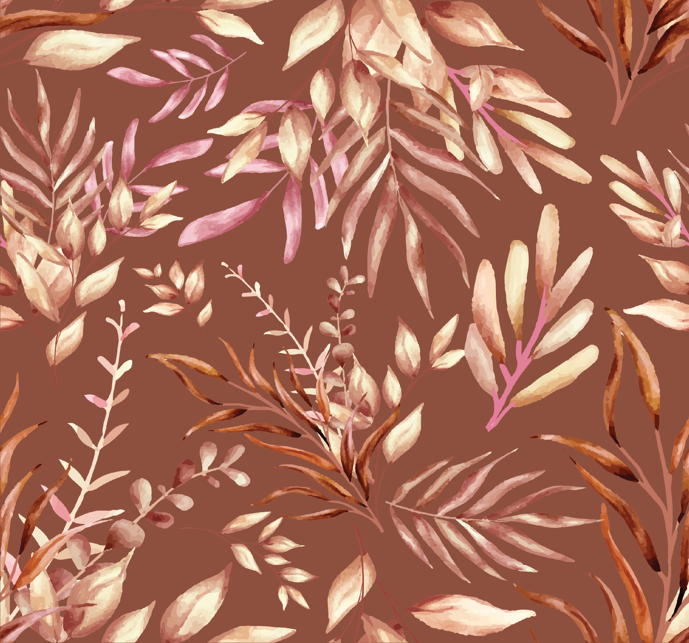 Tropical plants Terracotta wallpaper