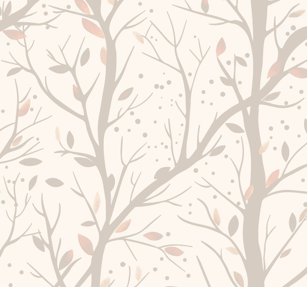Beige large branches nursery wallpaper