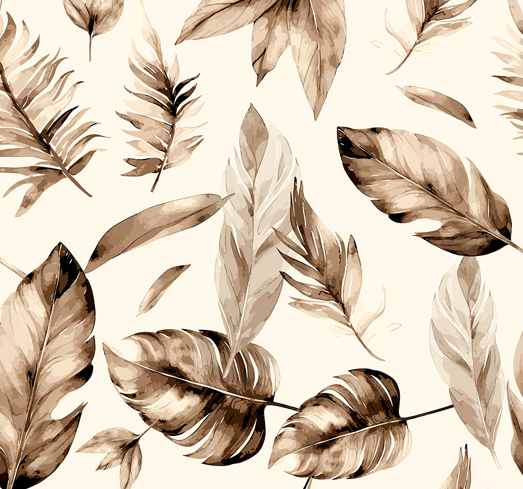 Beige leaves pattern landscape wallpaper