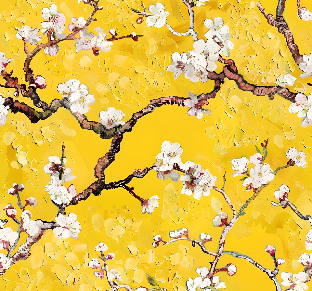 Floral spring pattern yellow wallpaper