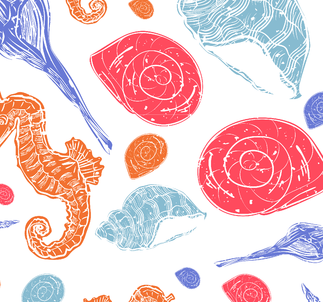Papel de parede peixes padrão de concha de cavalo marinho