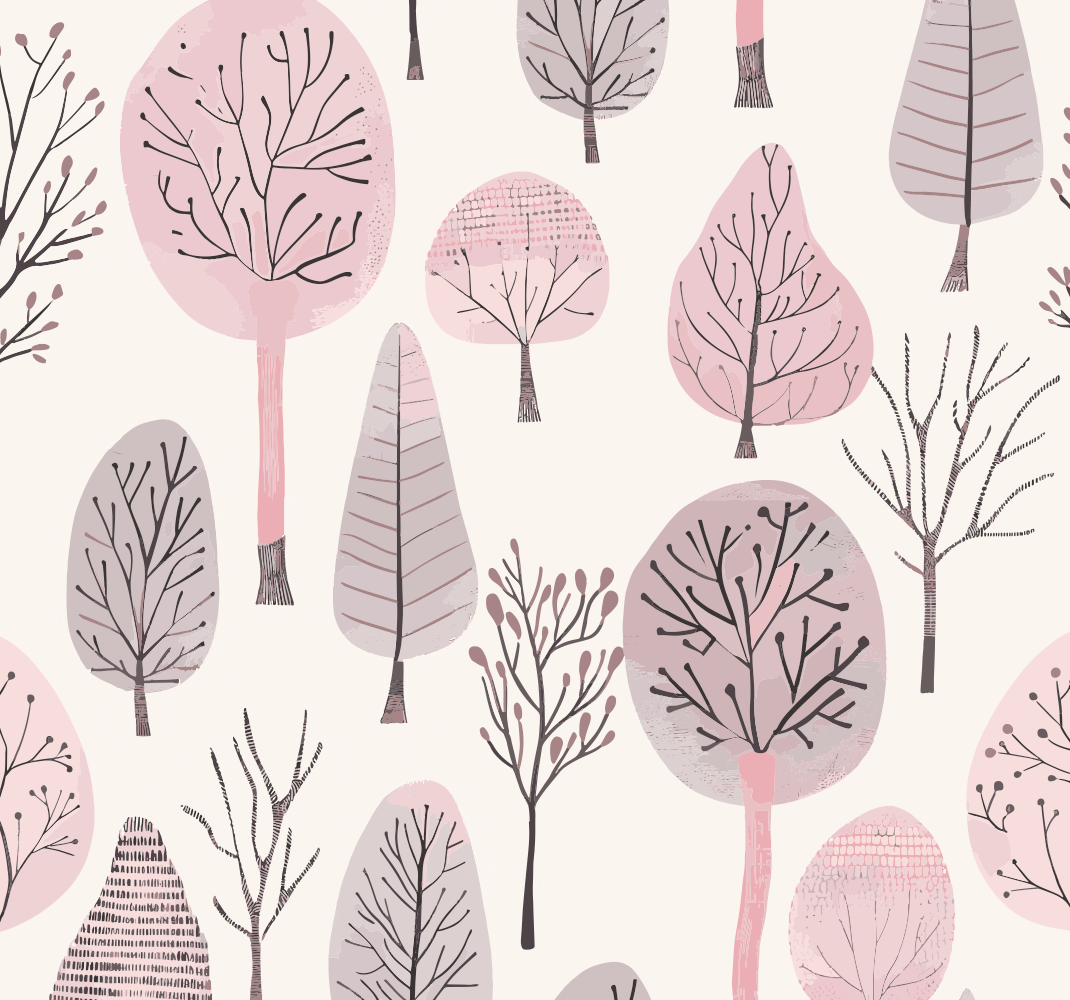 Noordse bomen behang roze Noordse bomen behang roze