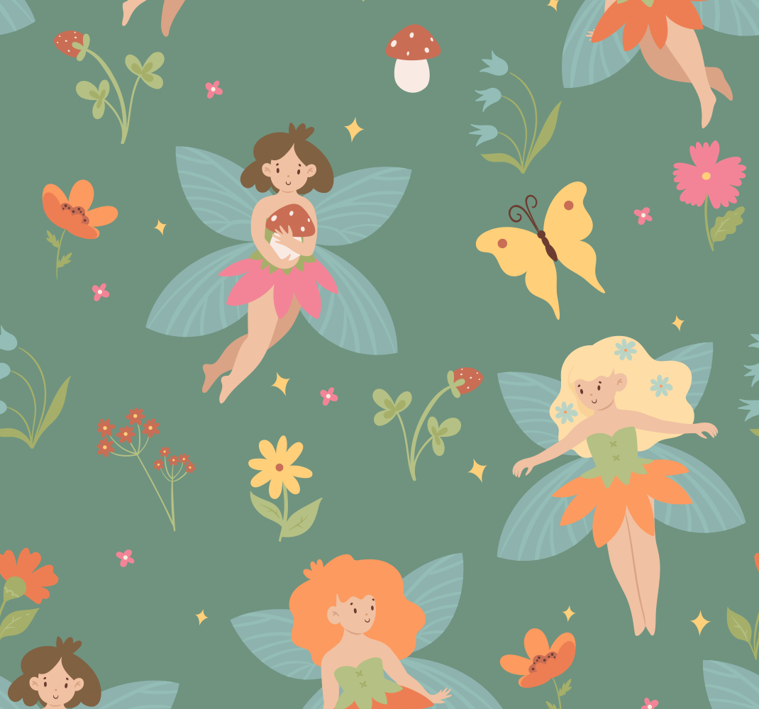 Fairy Floral Pattern nursery wallpaper