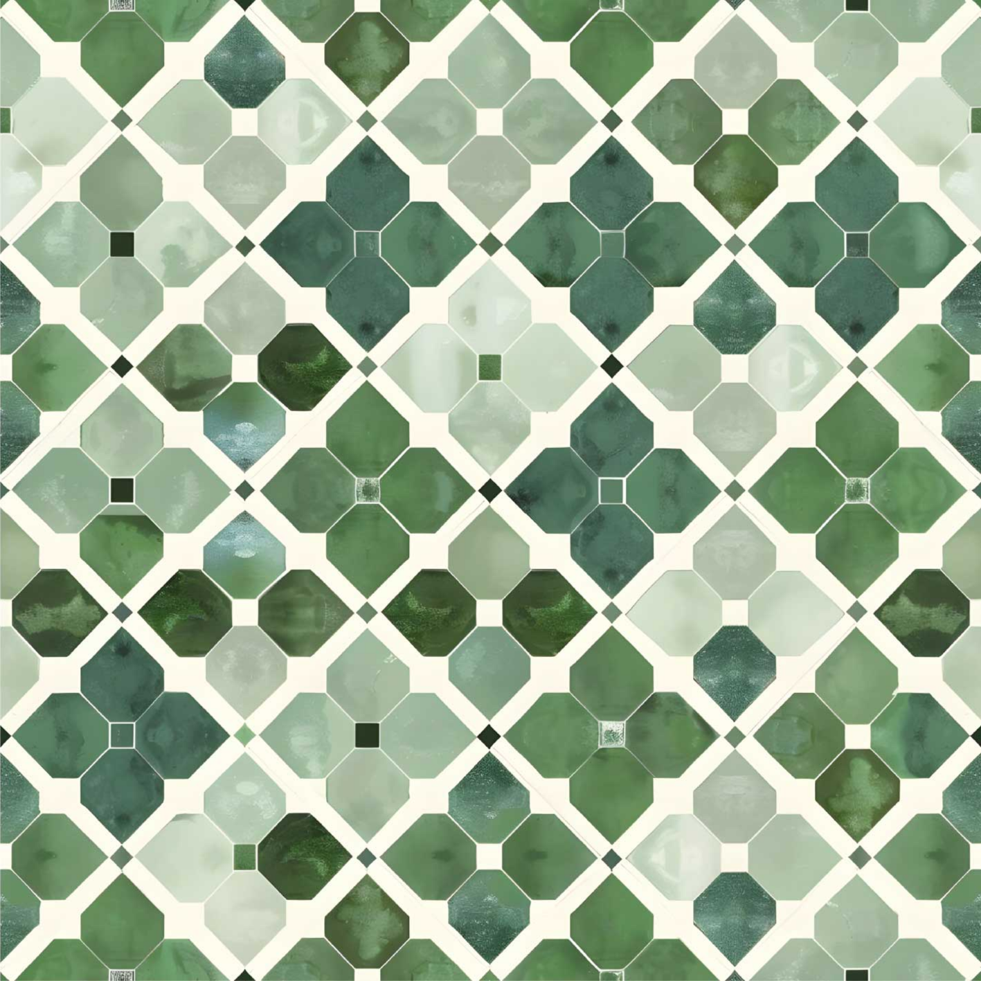 Arabian green pattern tile effect wallpaper