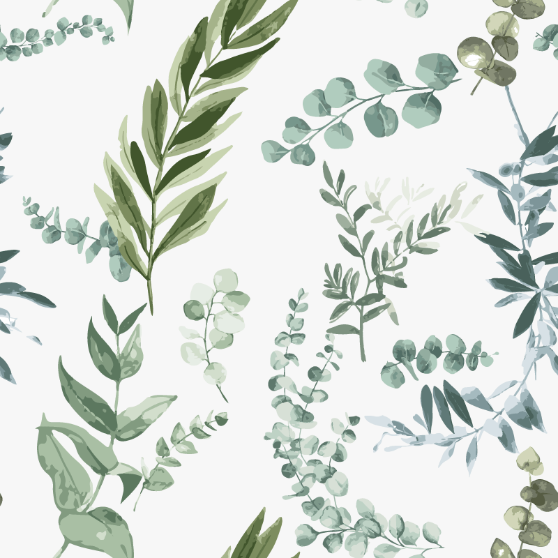 Green leaves pattern hallway wallpaper