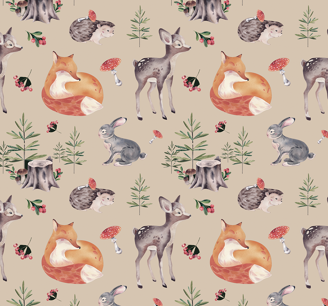 Kids' forest pattern animal wallpaper