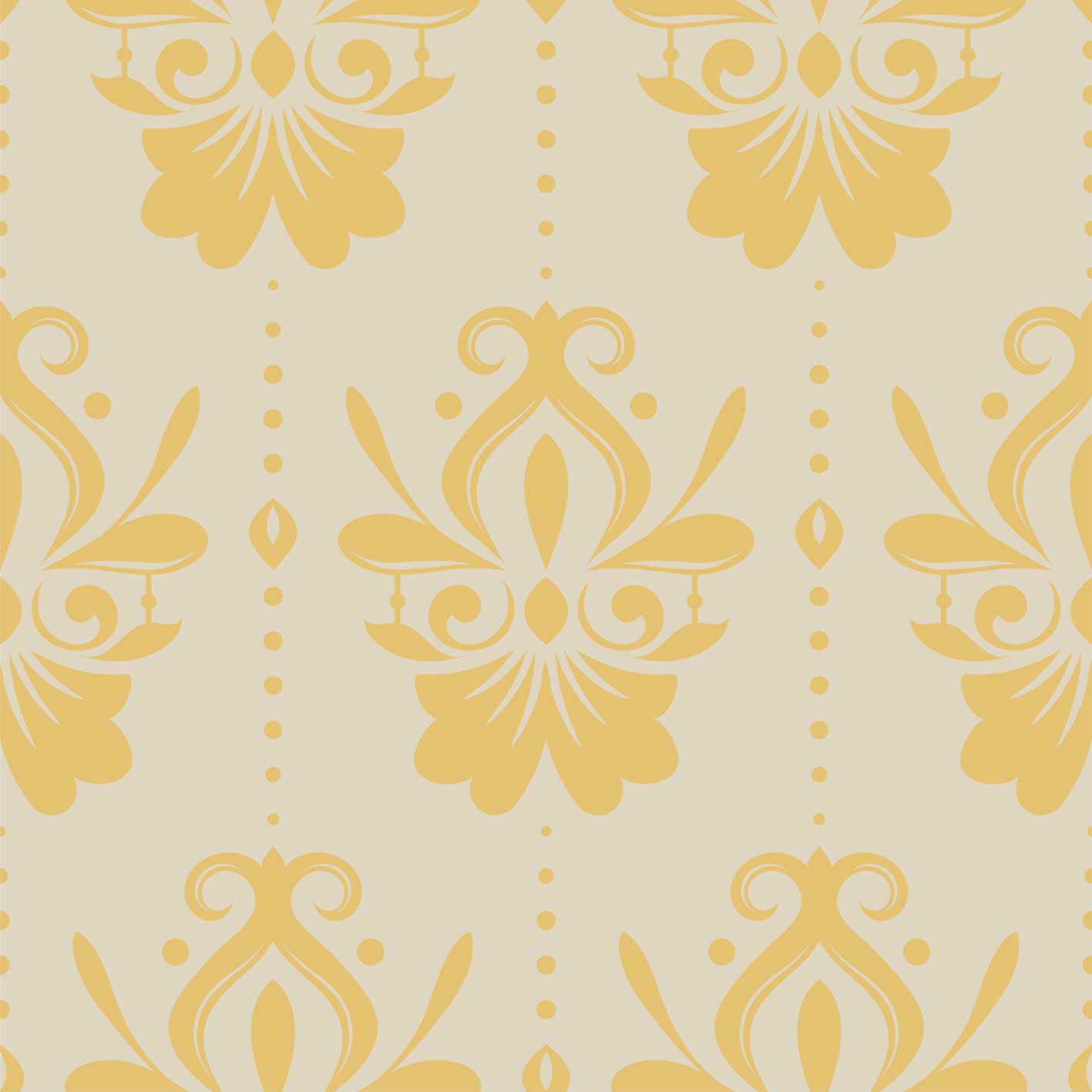 Creamy yellow baroque wallpaper