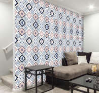 Dekorative tapeter rosa og lyseblå blomster - Tenstickers