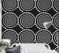 Svart vridd prikk kult abstrakt tapet - Tenstickers