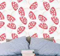 Klassisk sopp hvit bakgrunn blomster tapet - Tenstickers